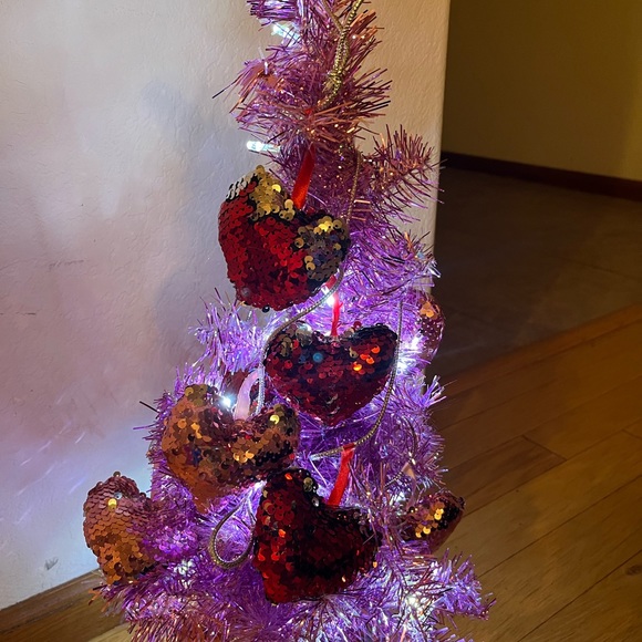 Accents | Light Up Pink Valentines Tree With Sequin Hearts | Poshmark